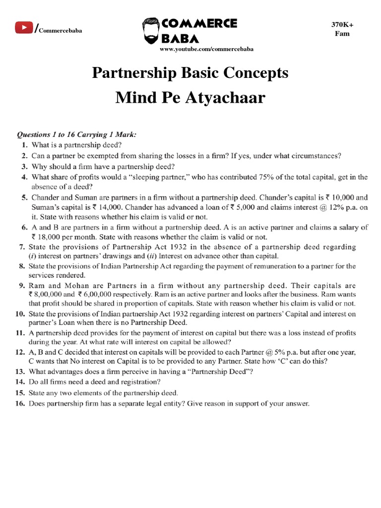 Partnership Basic Concepts | PDF