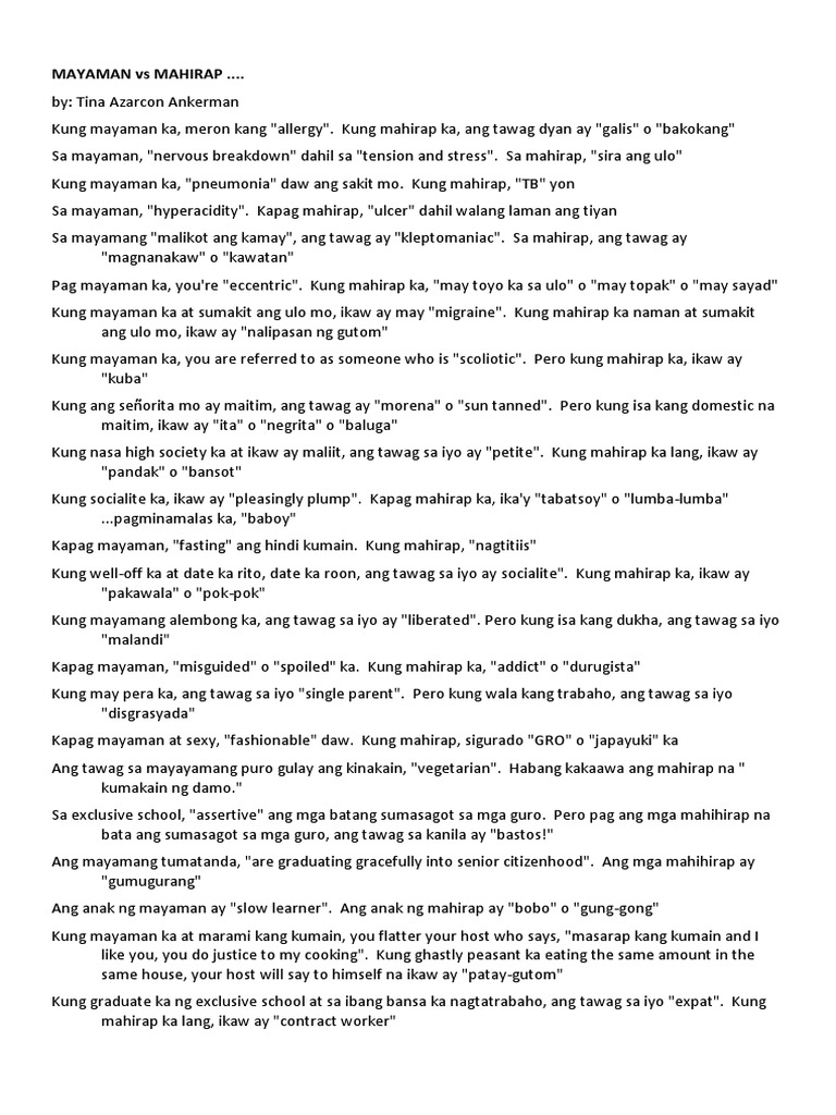 MAYAMAN Vs MAHIRAP - Labels - Feb 7 | PDF