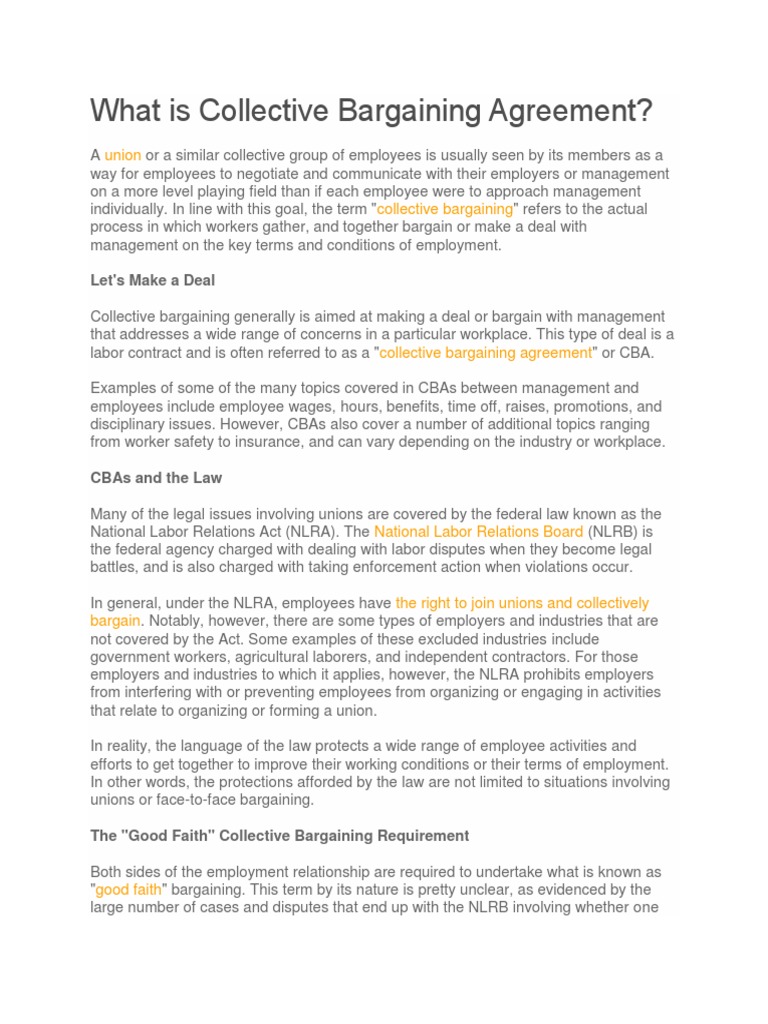 What Is Collective Bargaining Agreement | PDF | Collective Bargaining ...