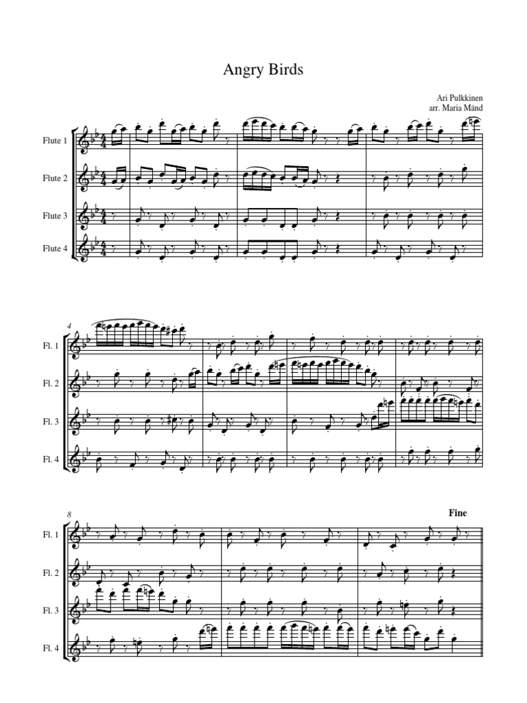 Angry Birds For 4 Flutes PDF | PDF