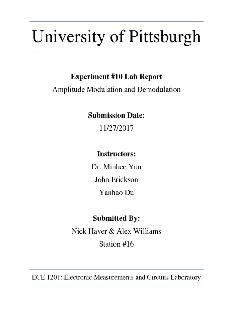 Amplitude Modulation Lab Report | PDF | Detector (Radio) | Modulation