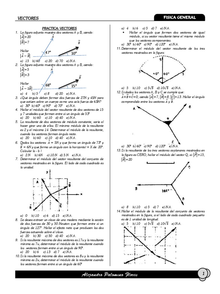 Practica Vectores PDF | PDF | Cálculo multivariable | Vector Euclidiano