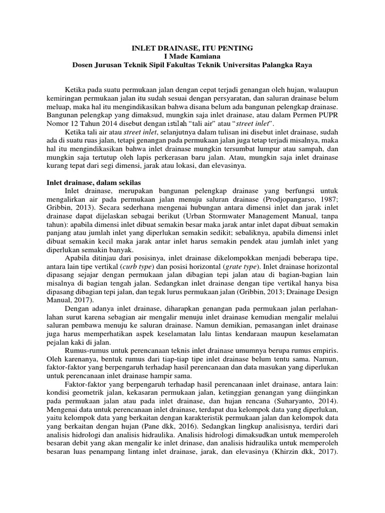 Inlet Drainase, Itu Perlu | PDF