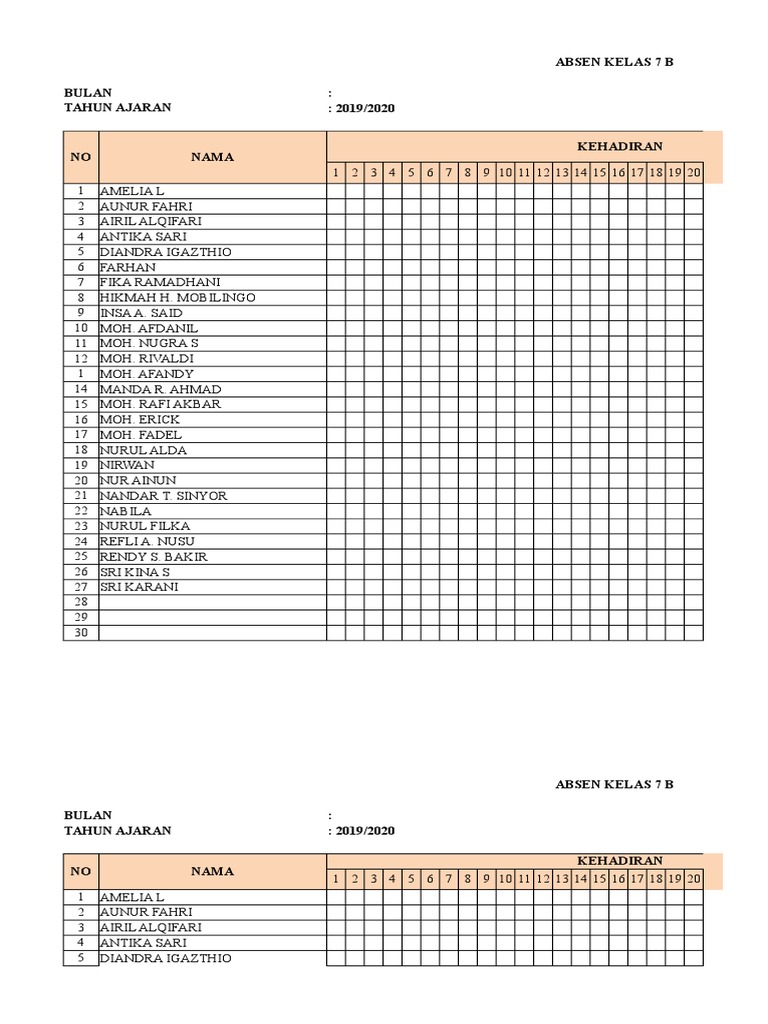 Absen Kelas | PDF