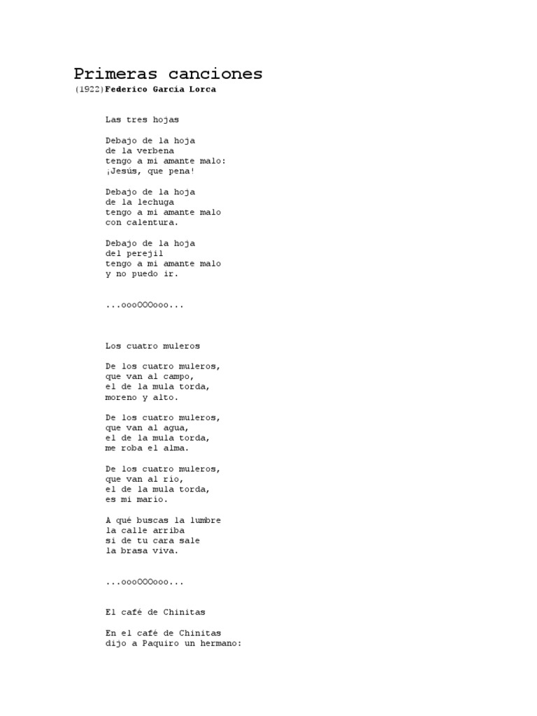 Federico García Lorca - Primeras Canciones | PDF | Toreo | Naturaleza