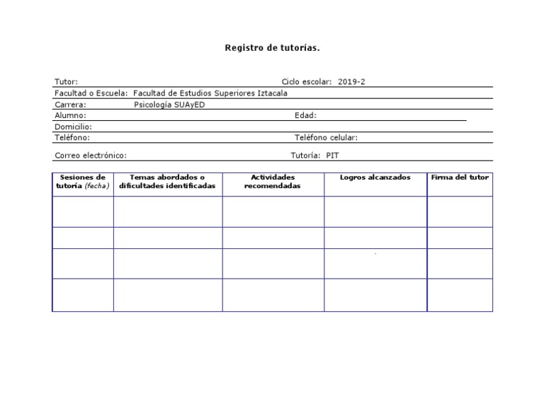 Registro de Tutorías | PDF