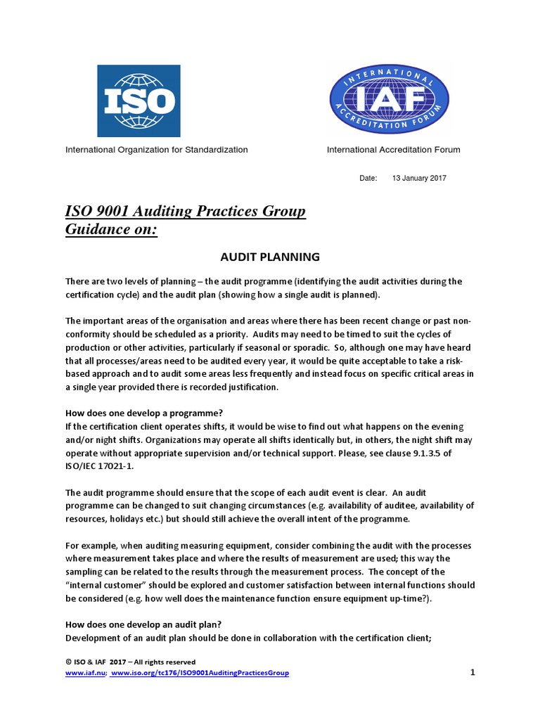 APG-Audit Planning PDF | PDF | Iso 9000 | Audit