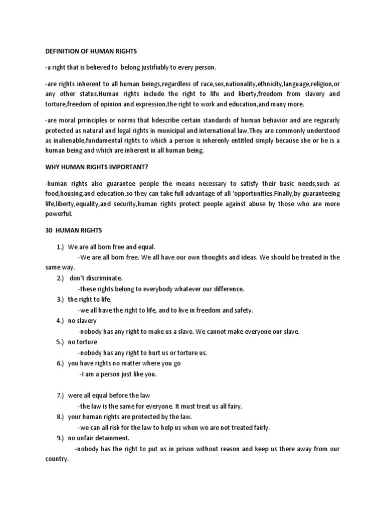 Definition of Human Rights | PDF