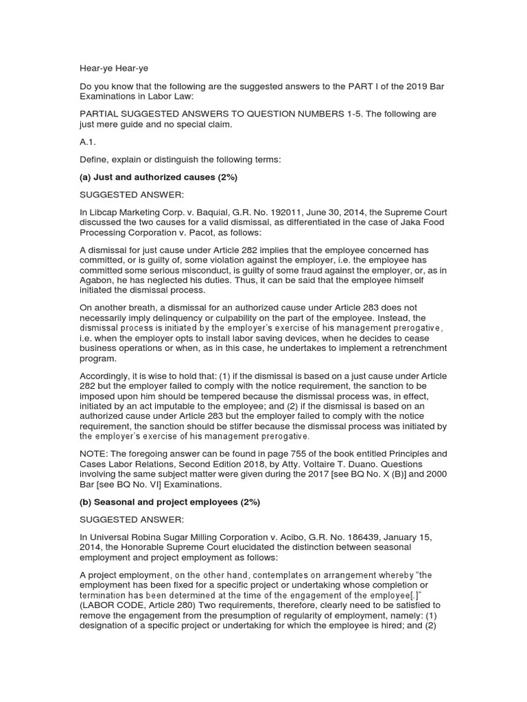 Labor Bar Exam | Download Free PDF | Independent Contractor | Employment