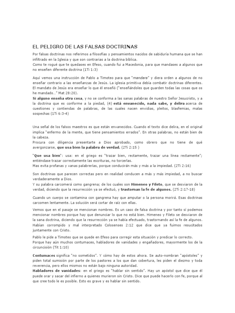 El Peligro de Seguir Las Falsas Doctrinas | PDF | Tolerancia | Jesús