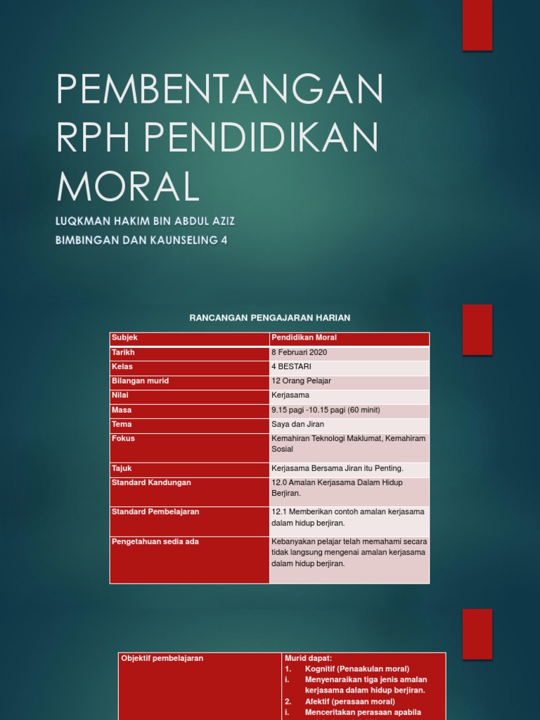 Pembentangan RPH Pendidikan Moral | PDF