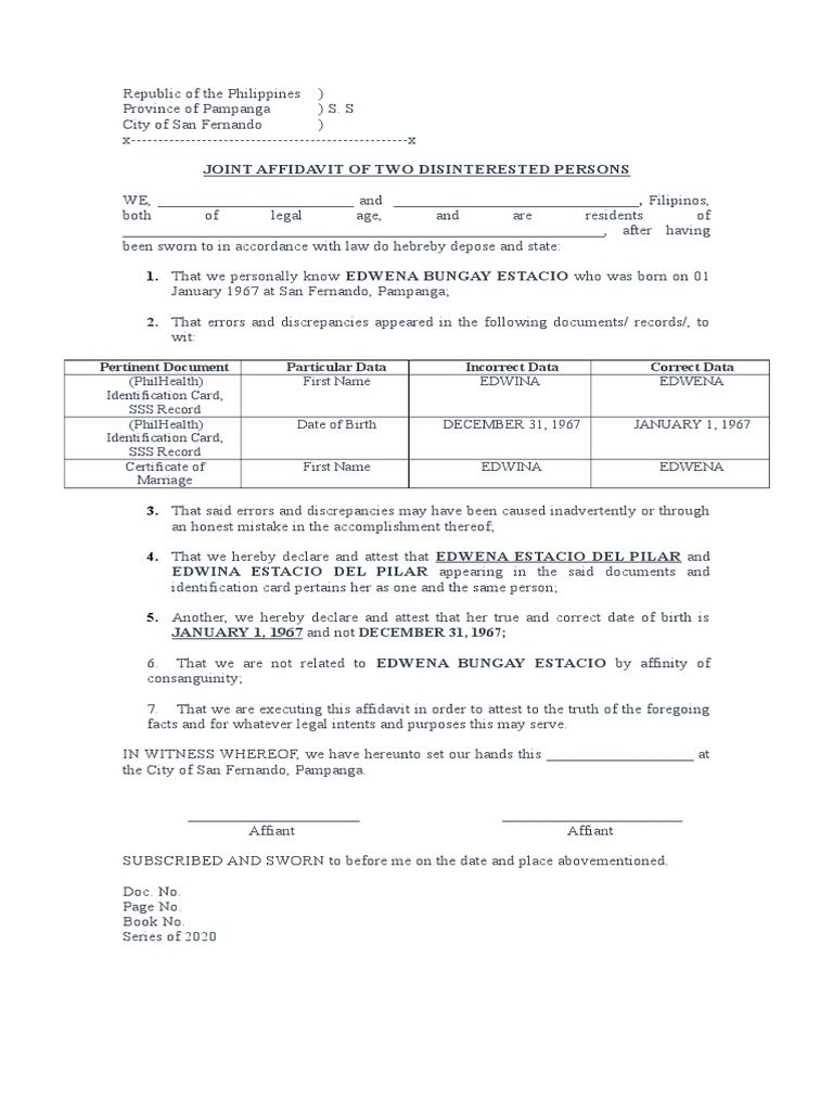 Joint Affidavit | PDF | Affidavit | Civil Law (Common Law)