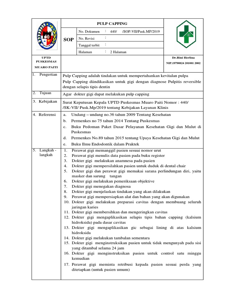 Sop PULP CAPPING | PDF