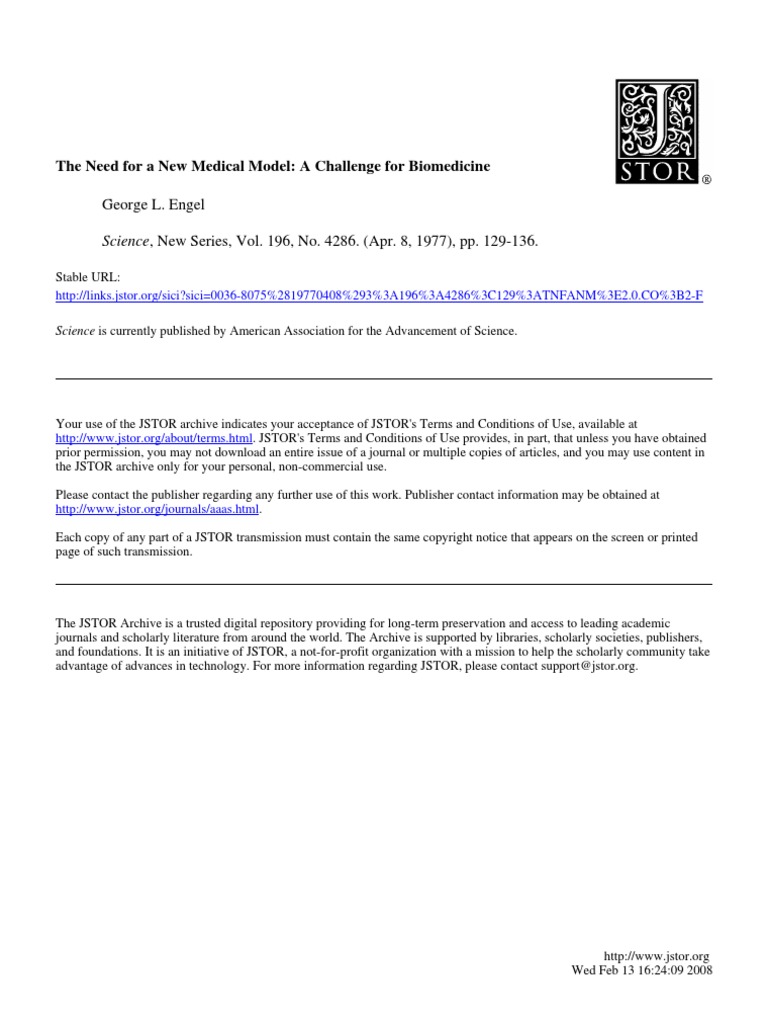 Engel 1977 The Need For A New Medical Model | PDF | Psychiatry | Mental ...