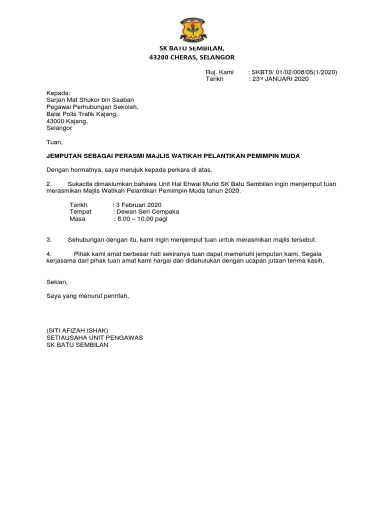 Surat Jemputan Perasmi | PDF