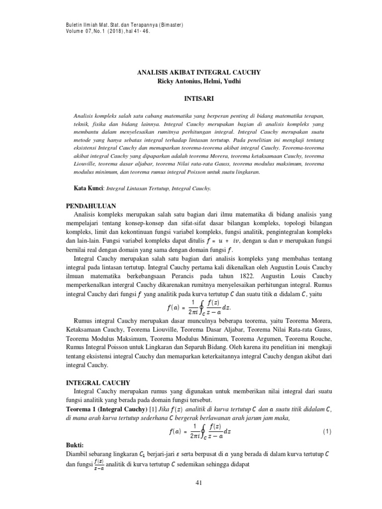 integRAL CAUCHY PDF | PDF | Metode & Bahan Ajar