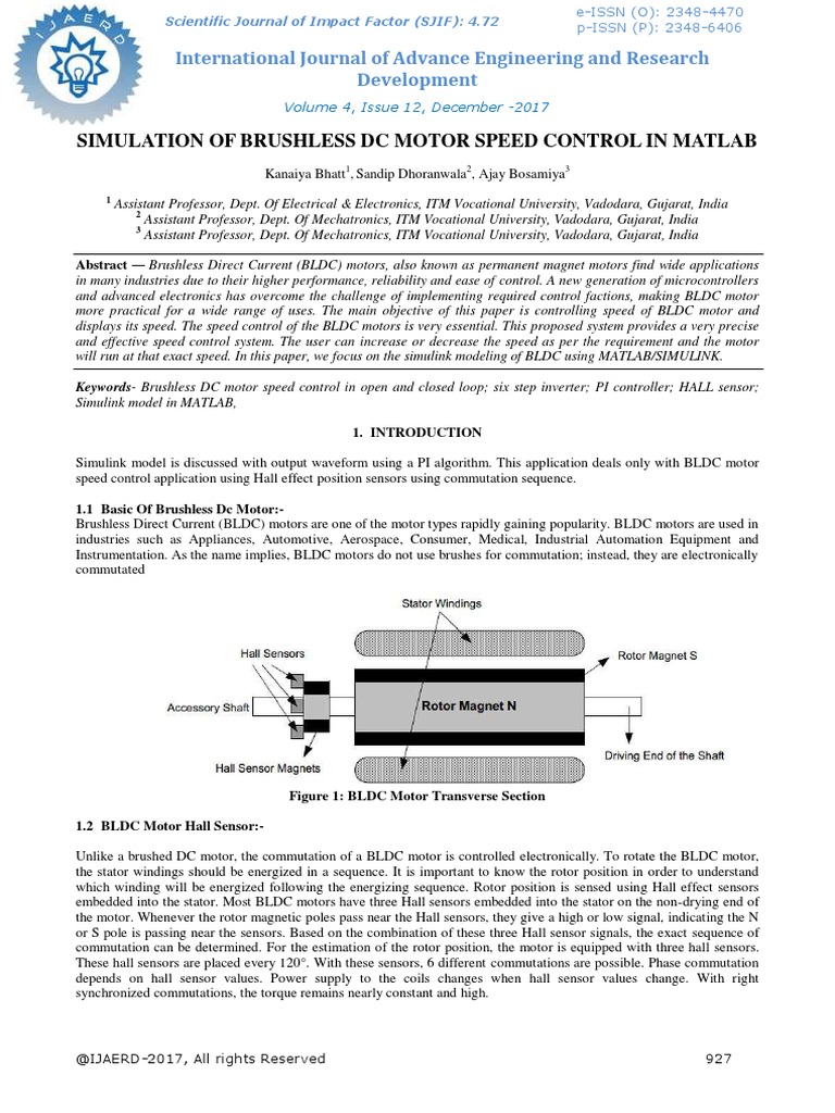 Simulation of Brushless DC Motor Speed Control in Matlab ...
