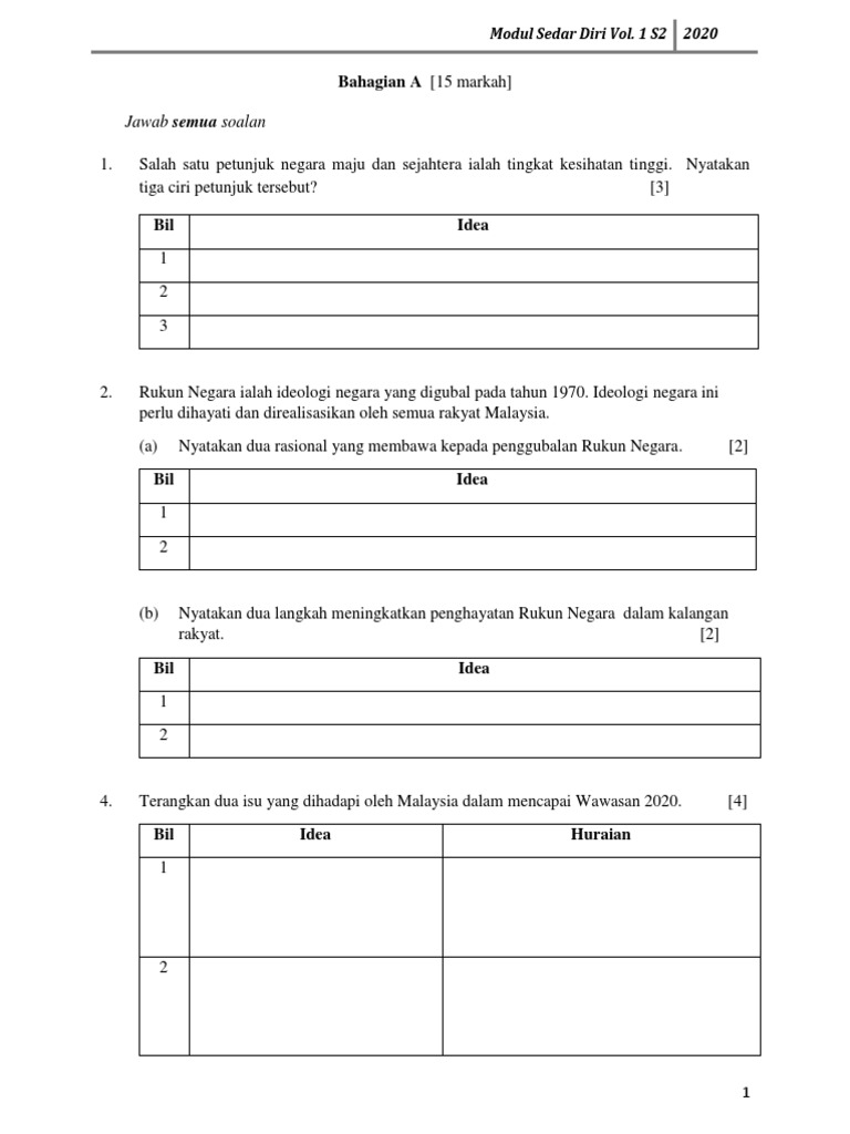 Modul Sedar Diri Vol. 1 S2 2020 | PDF