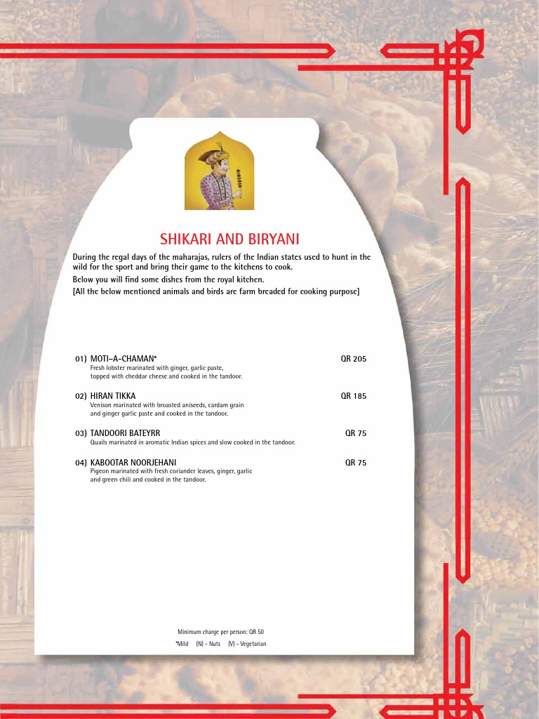 Shikari Menu | PDF | Kebab | Curry
