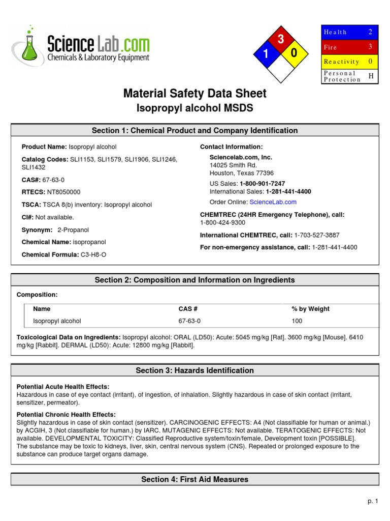 MSDS of Ipa | PDF | Fires | Combustion