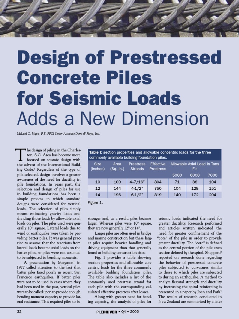 Design of Prestressed Concrete Piles For Seismic Loads Adds A New | PDF | Deep Foundation ...