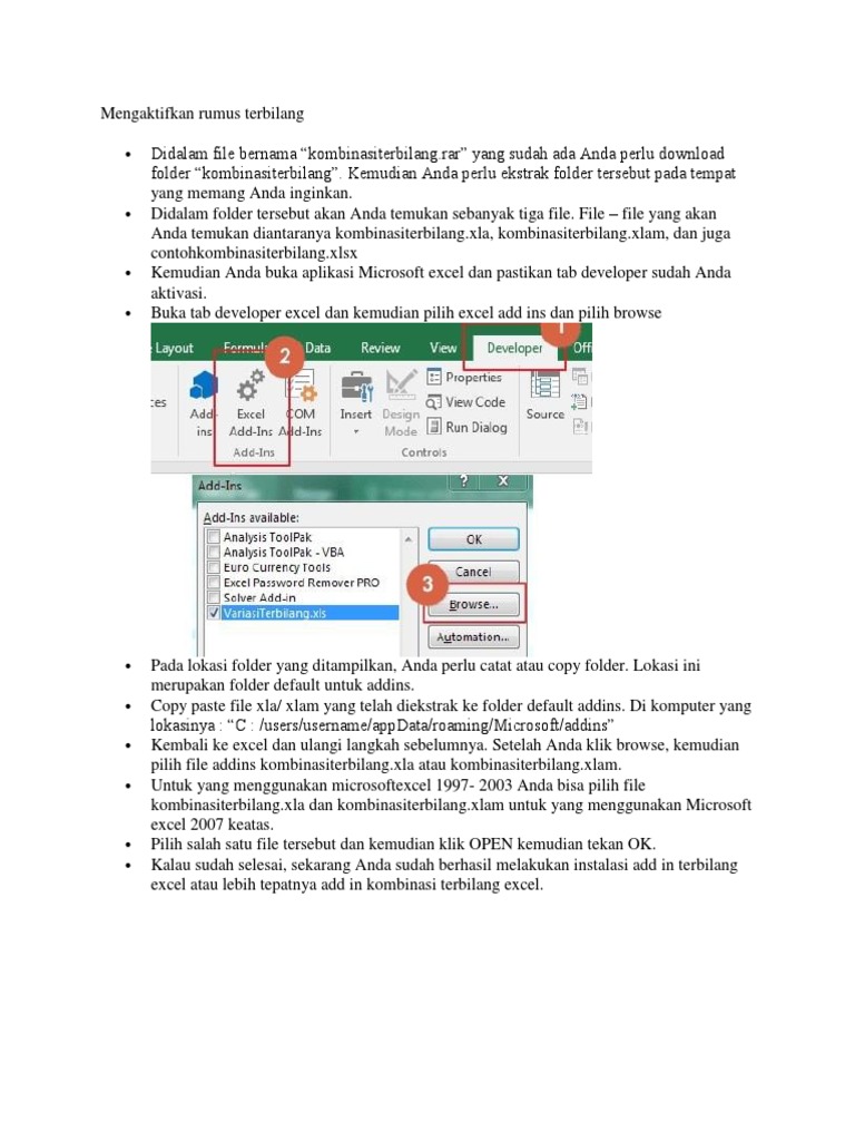 Mengaktifkan Rumus Terbilang | PDF