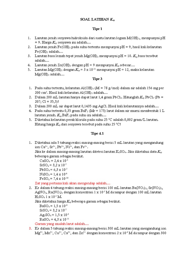 SOAL LATIHAN KSP | PDF | Metode & Bahan Ajar | Sains & Matematika