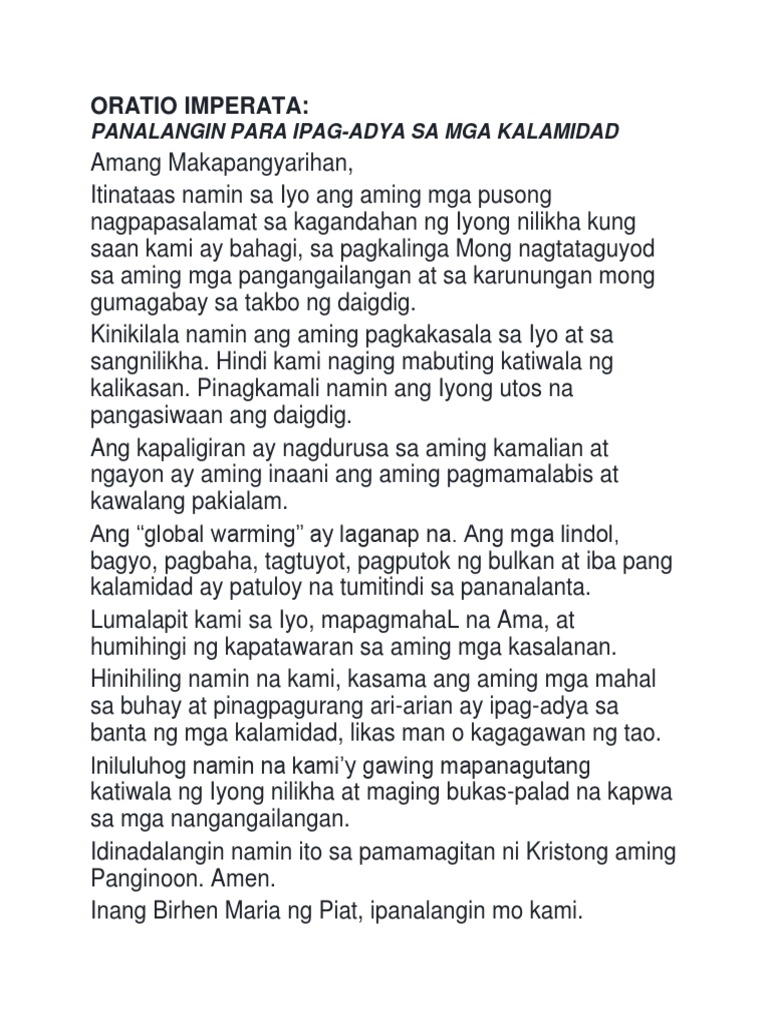 Oratio Imperata | PDF