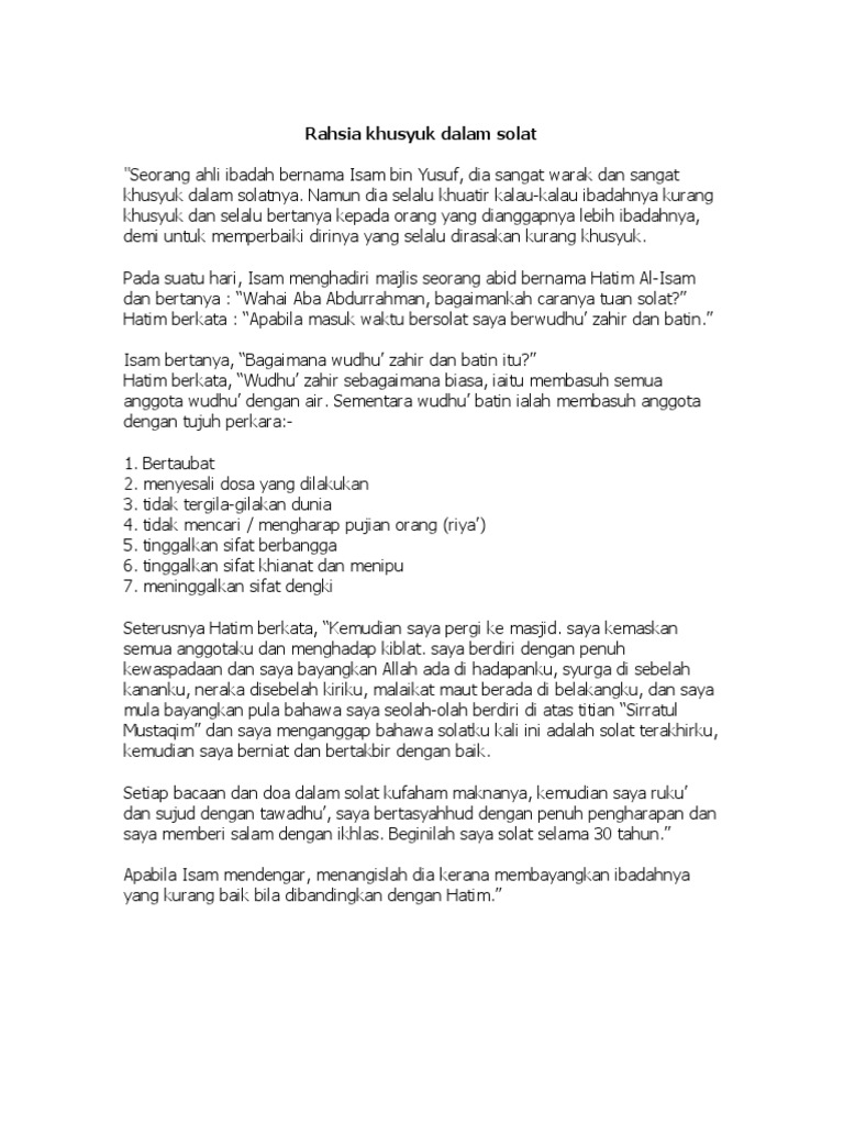 Cara Khusyuk dalam Solat | PDF | Pengembangan Diri | Agama & Spiritualitas