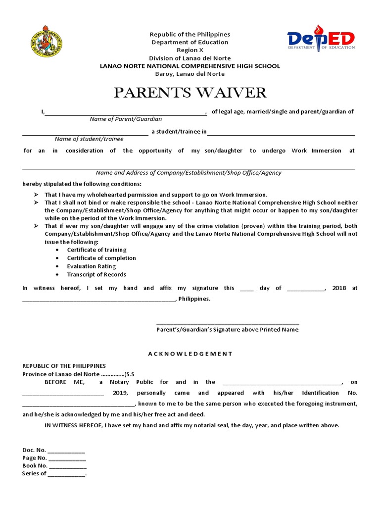Parents Waiver 2019 2020 | PDF