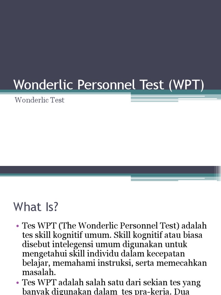 Wonderlic Personnel Test (WPT) | PDF