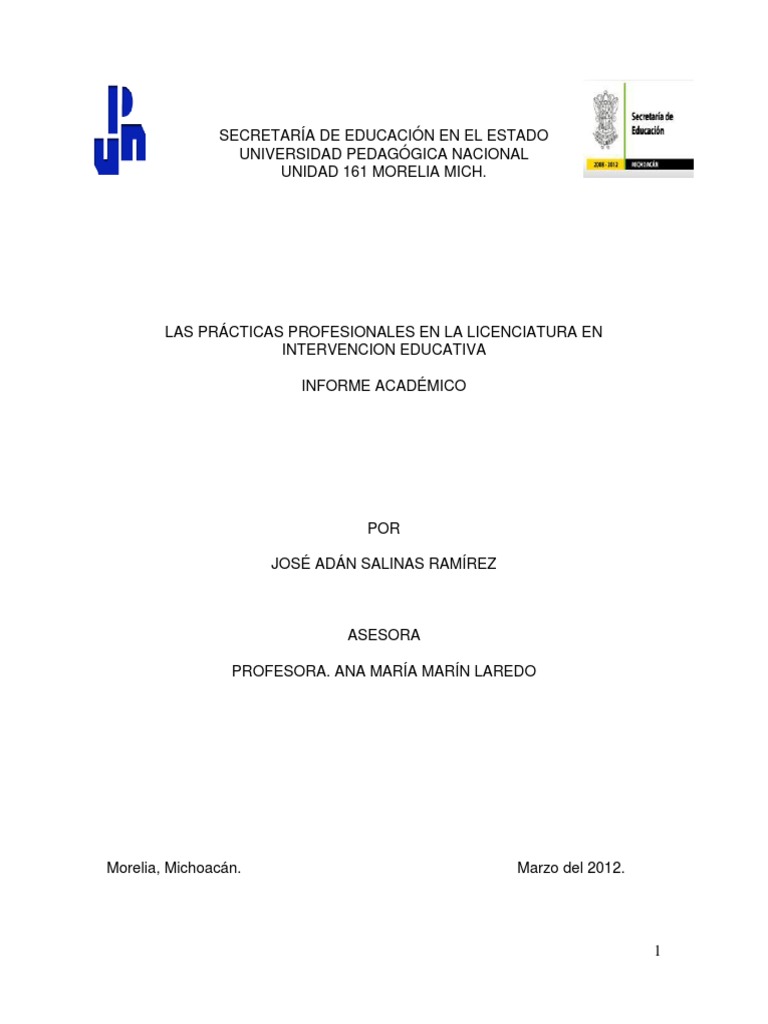 Ejemplo de Informe Academico | PDF | Educación primaria | Educación ...