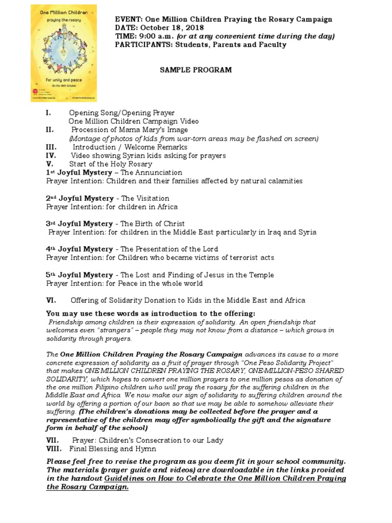 Sample Program | PDF | Rosary | Worship