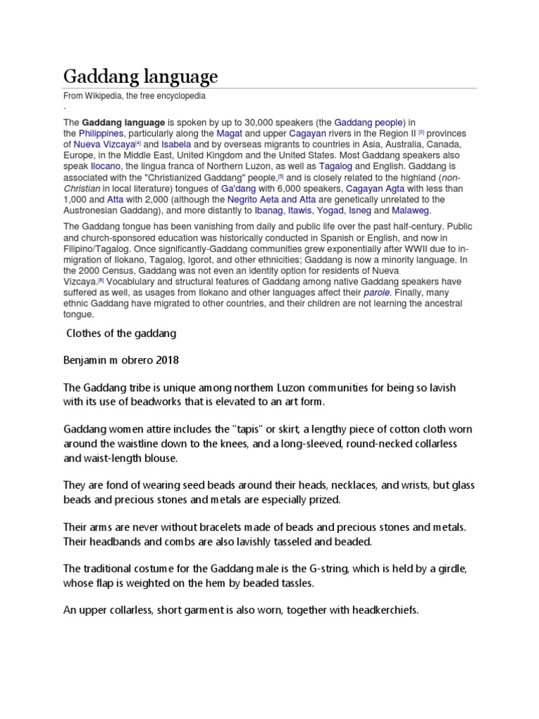 Gaddang Language | PDF | Languages Of Asia | Philippines