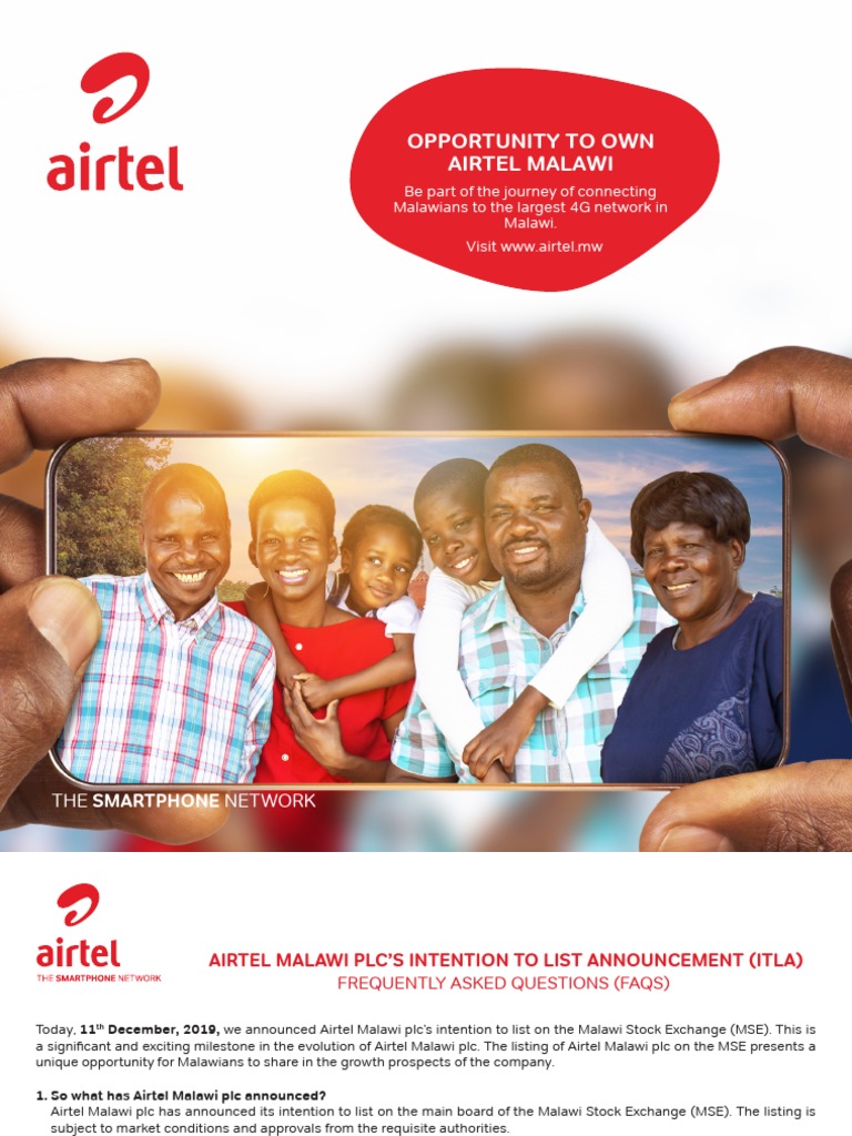 Airtel Malawi PLC ITLA FAQs Website PDF | PDF | Malawi | Stocks