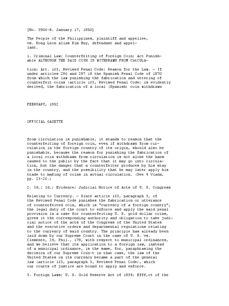 People Vs Kong Leon Full Case PDF | PDF