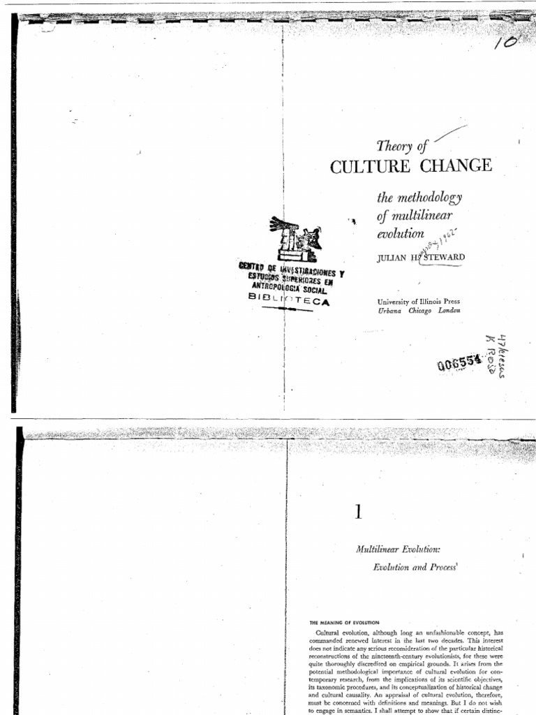Steward, Julian. Theory of Culture Change. | PDF | Sociocultural ...
