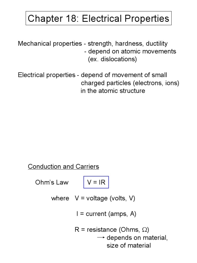 Chapter 18: Electrical Properties | PDF | Electrical Resistivity And ...