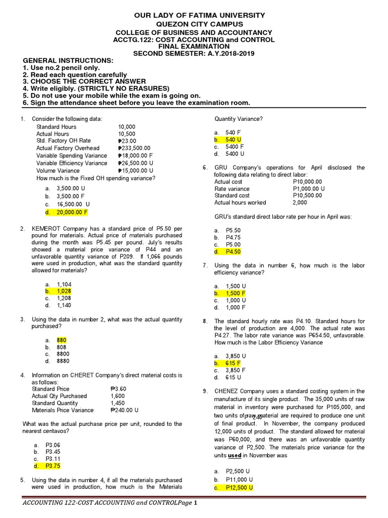 Accounting 122 Final Exam | PDF | Pricing | Financial Accounting