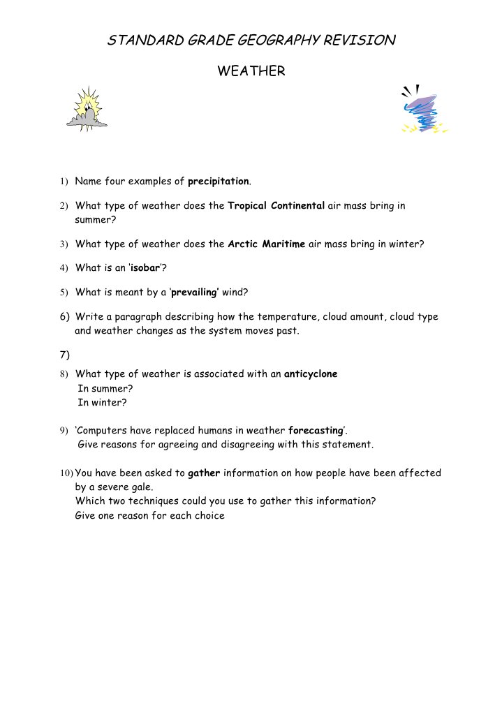 Weather and Climate Revision Questions | PDF
