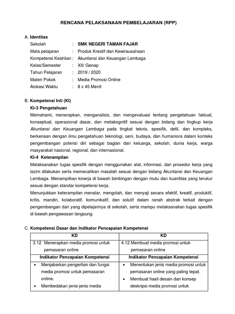 Contoh RPP Stem SMK PDF | PDF