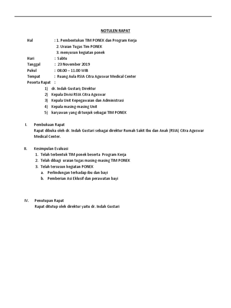 TIM AND PROGRAM KERJA PONEK | PDF