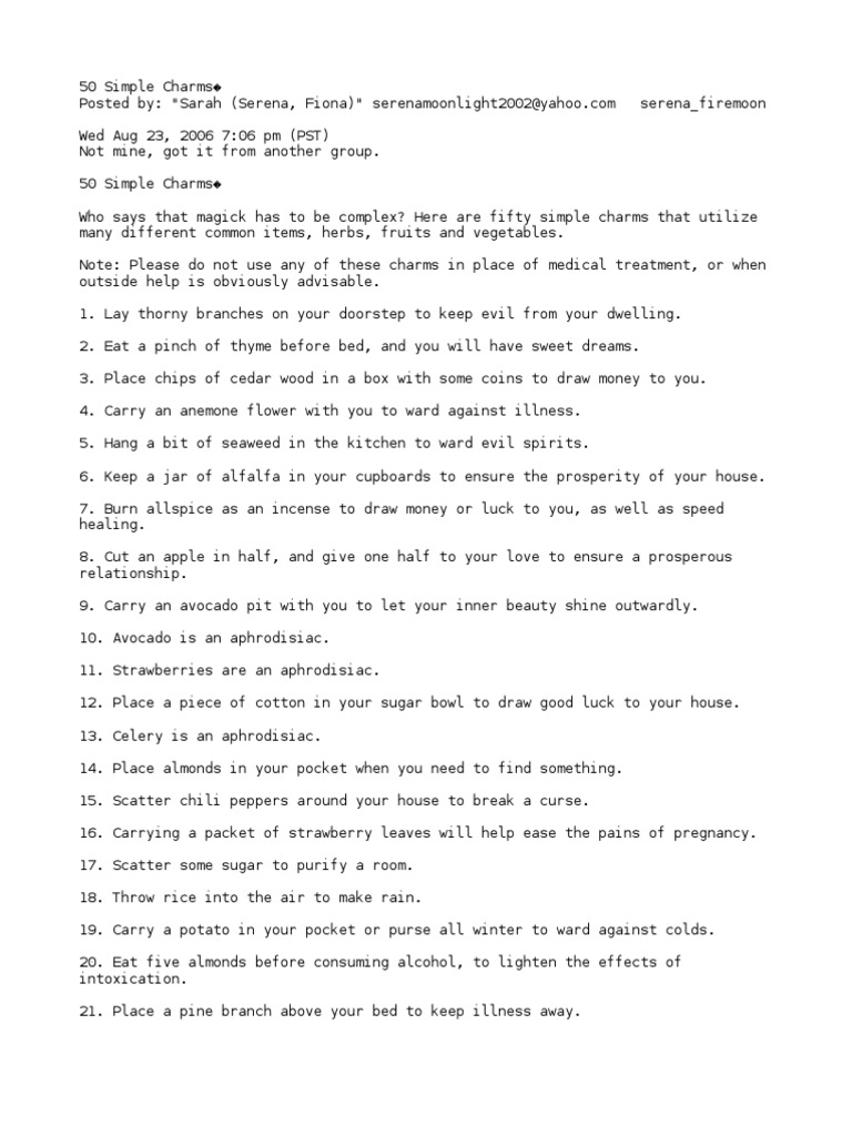 50 Simple Charms | PDF | Edible Plants | Crops