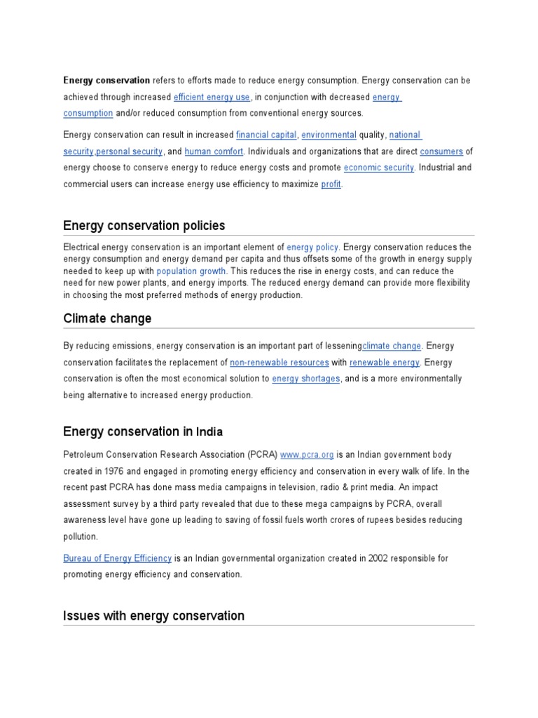 Energy Conservation | PDF | Energy Conservation | Efficient Energy Use