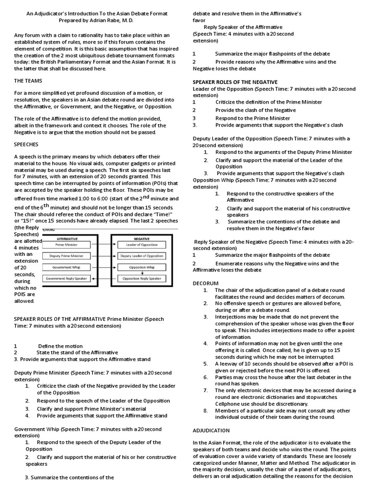 Asian Debate Format | PDF | Policy | Public Speaking