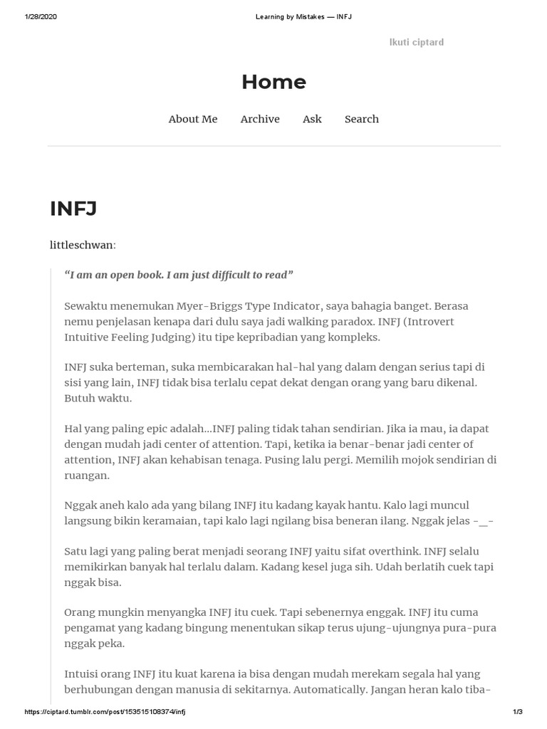 Learning by Mistakes - INFJ | PDF