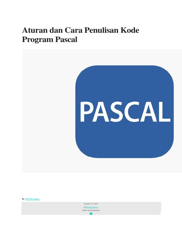 Aturan Dan Cara Penulisan Kode Program Pascal | PDF