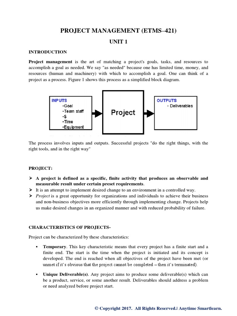 Project Management Unit 1 | PDF Project Management Unit 1 | PDF