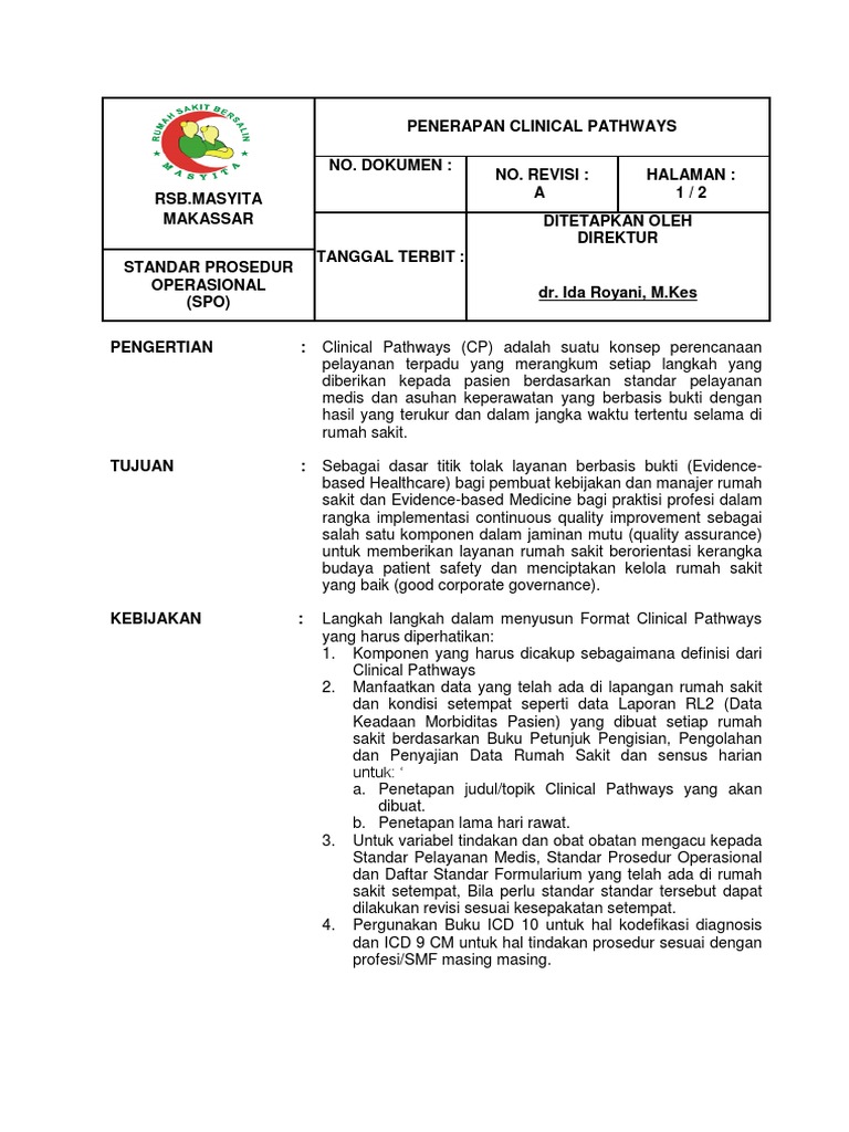 SPO Penerapan Clinical Pathway | PDF