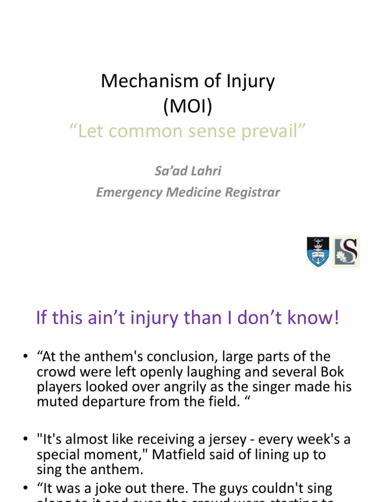 MOI Mechanism of Injury Guide for Orthopedic and Internal Injuries | PDF